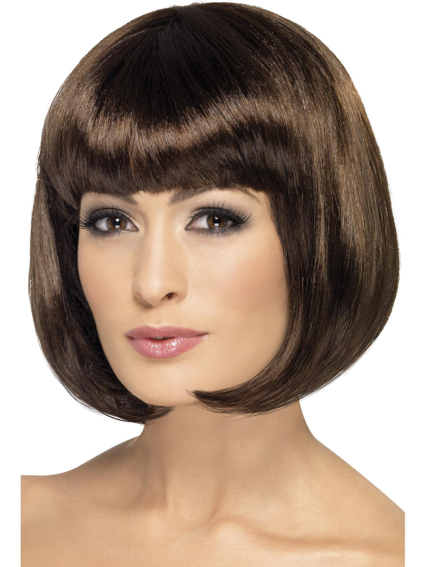 Partyrama Short Brown Wig with Fringe for Adults | Costume Super Centre